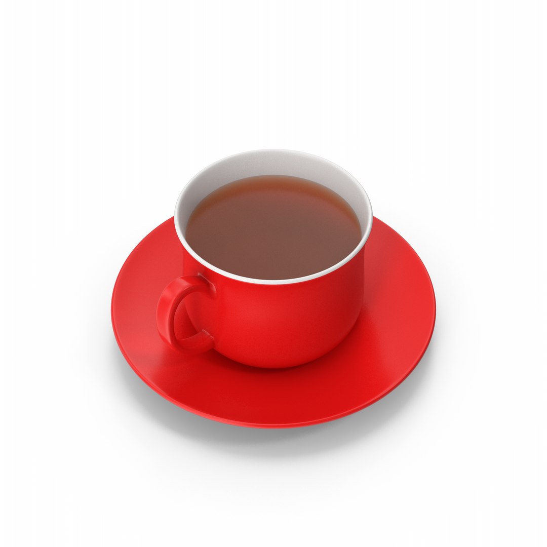 3D Red Tea Cup And Saucer - TurboSquid 2033548