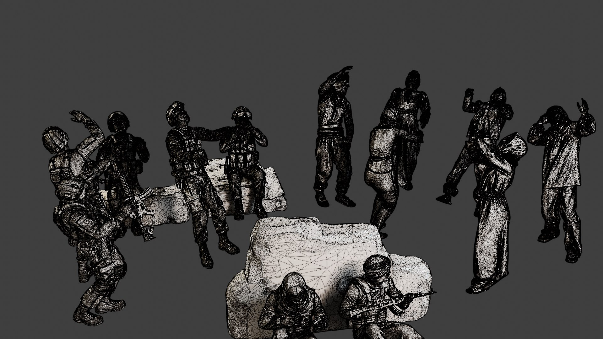 3D Conflict Scene Figurine Print ESFP1 Pack1 Model - TurboSquid 2291807