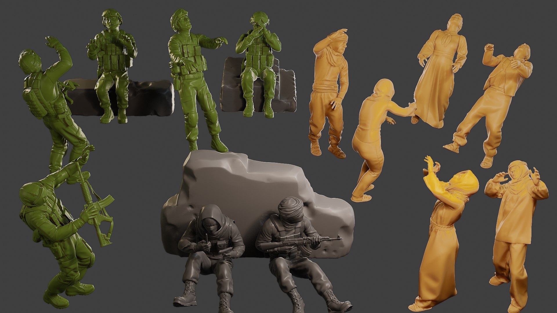 3D Conflict Scene Figurine Print ESFP1 Pack1 Model - TurboSquid 2291807