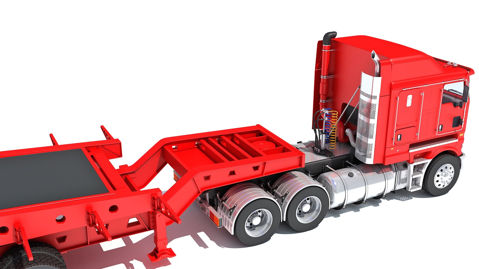 3D Truck With Lowboy Trailer - TurboSquid 2159899