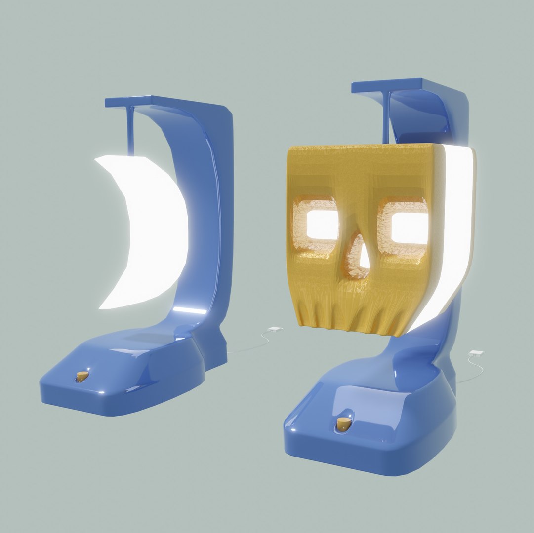 Moon And Skull Lamps Model - TurboSquid 2250433