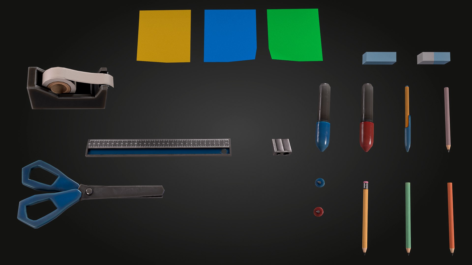 Office Stationery 3D Model - TurboSquid 2457535