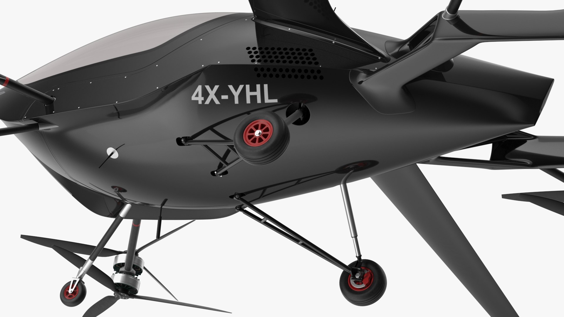 3D Air One Two Person EVTOL Air Vehicle Black - TurboSquid 1995752