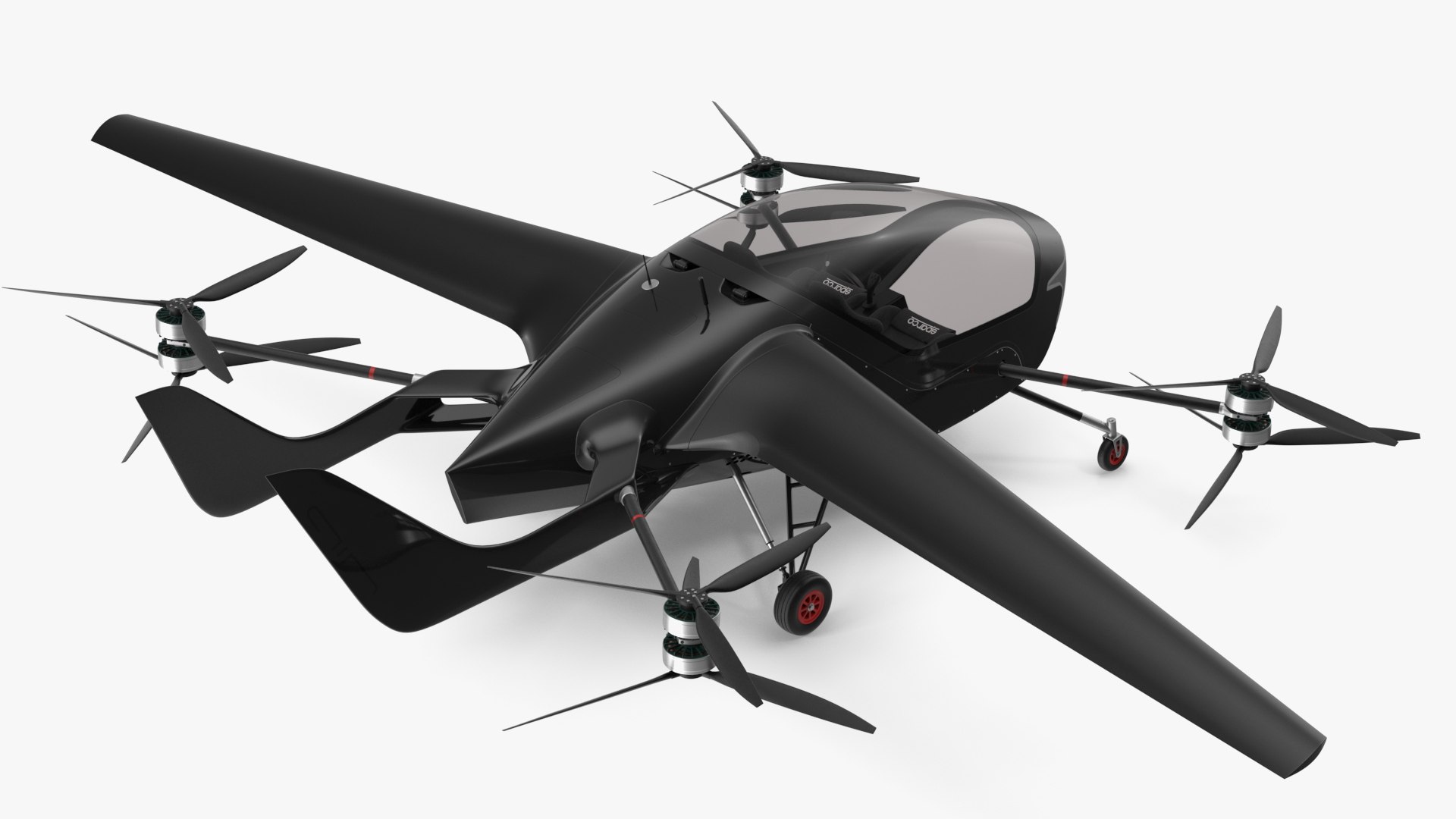 3D Air One Two Person EVTOL Air Vehicle Black - TurboSquid 1995752