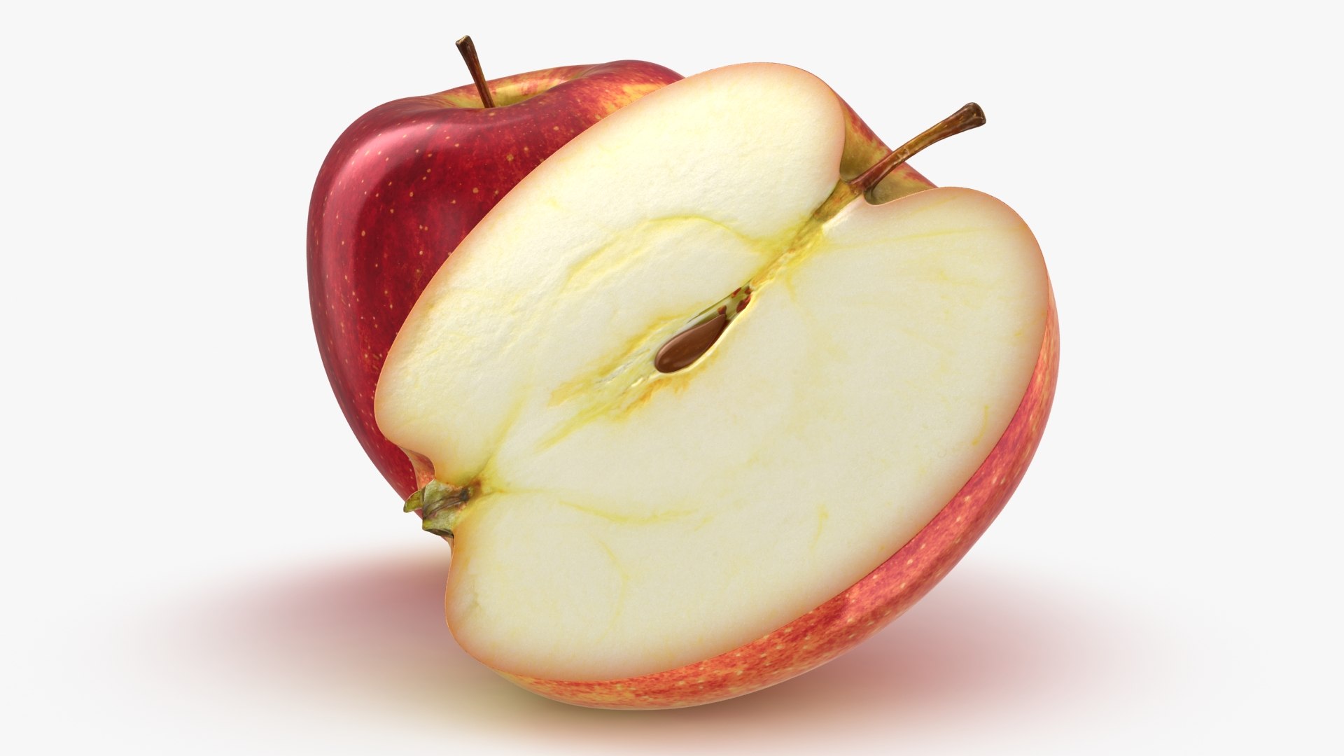 3D Red Apple and Half - TurboSquid 1885918