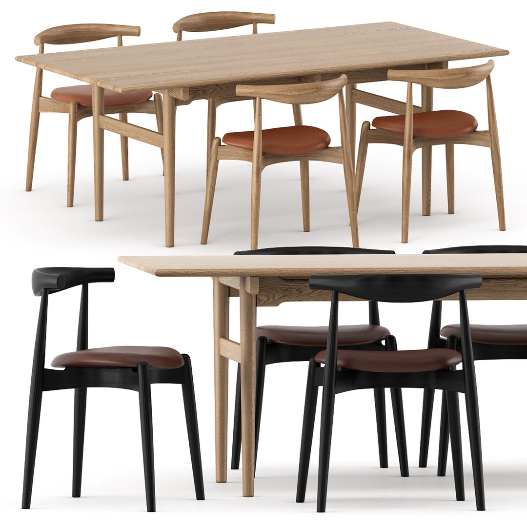 CH20 Elbow Chair And CH327 Table 3D - TurboSquid 1800734