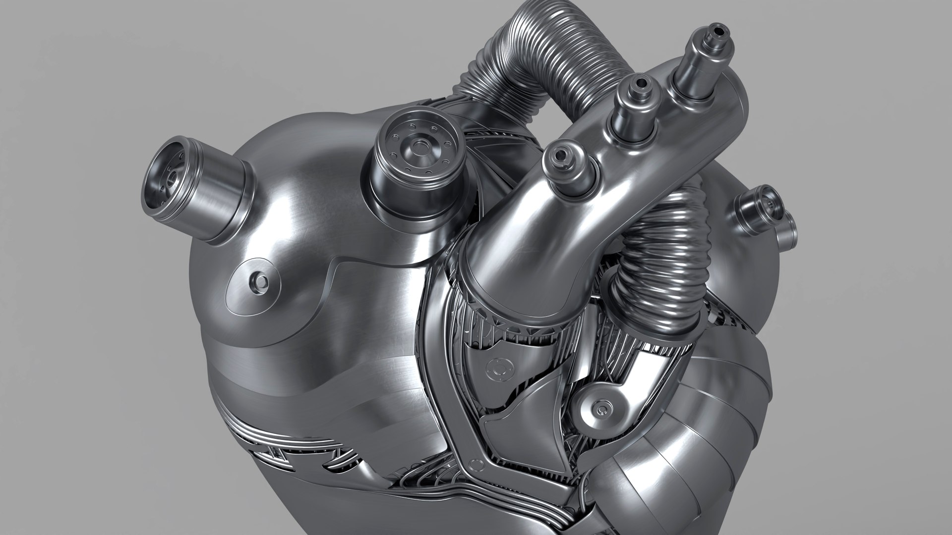 3D Model Cyberpunk Robotic Heart Chrome - TurboSquid 2198726