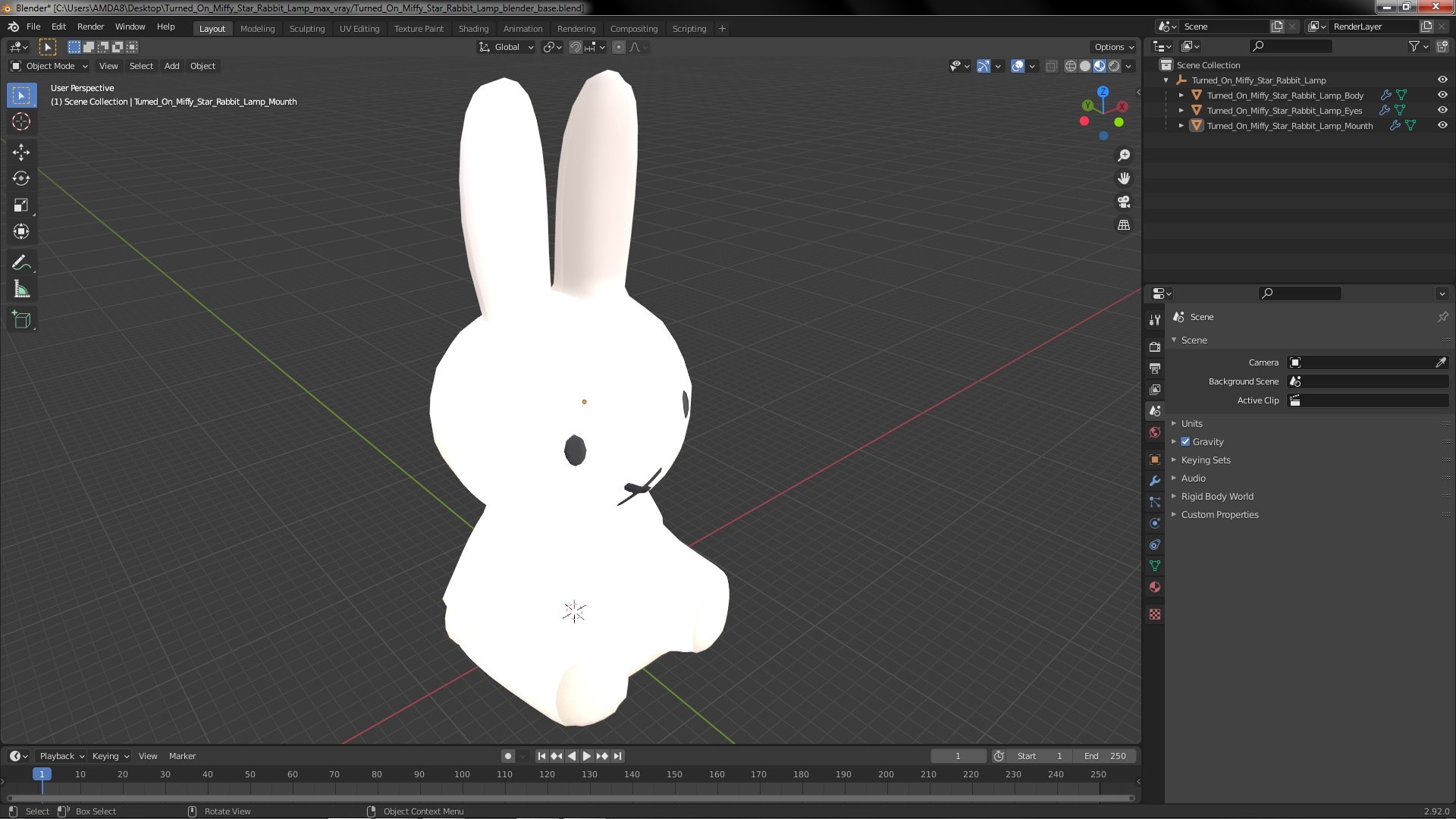 3D Turned On Miffy Star Rabbit Lamp - TurboSquid 2076333
