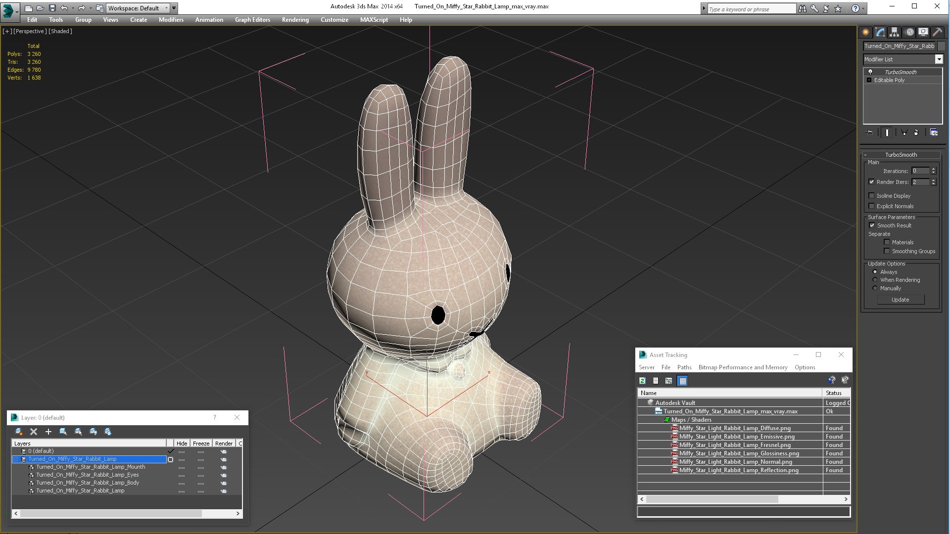 3D Turned On Miffy Star Rabbit Lamp - TurboSquid 2076333