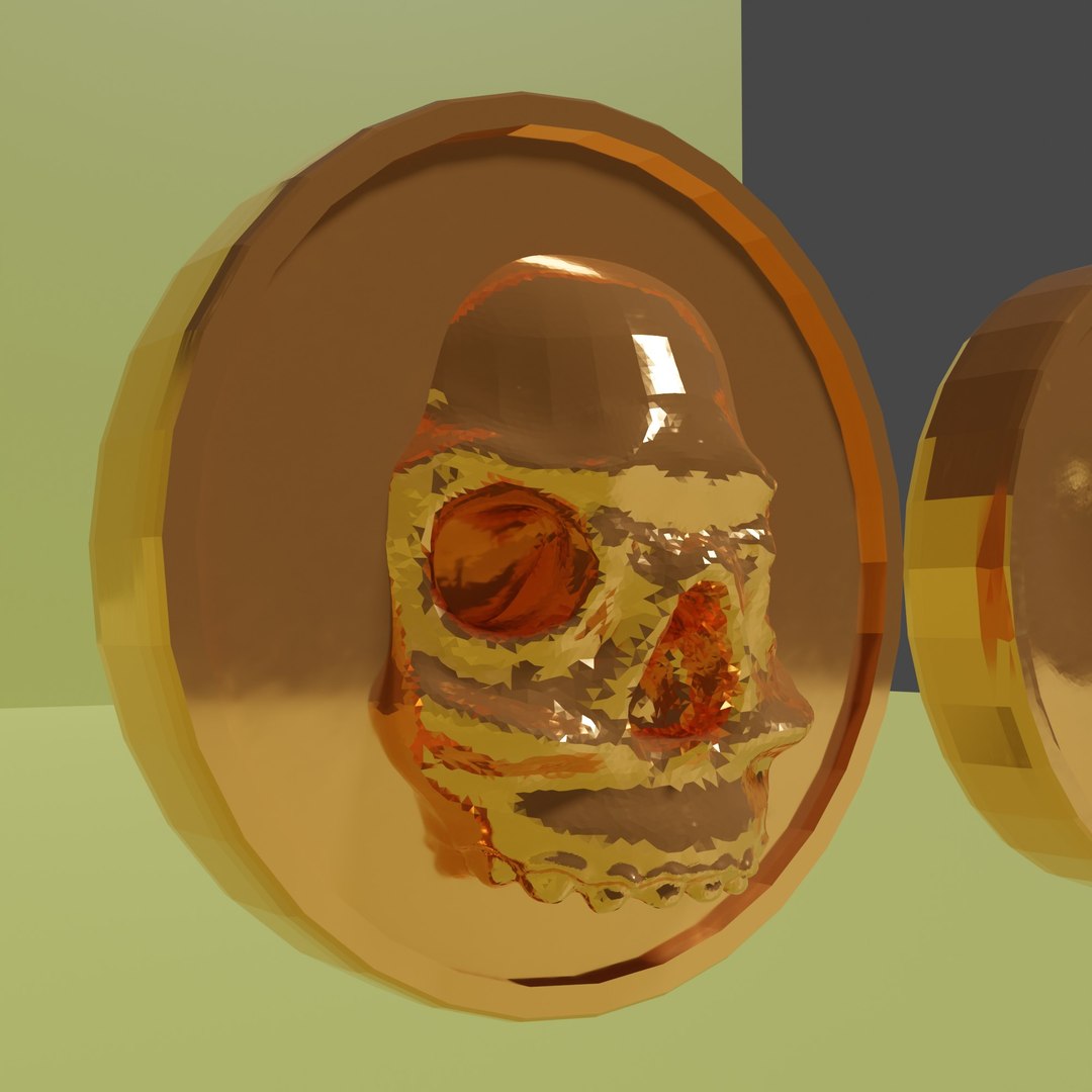 Two Pirate Coins With Skull And Sword 3D - TurboSquid 2213246
