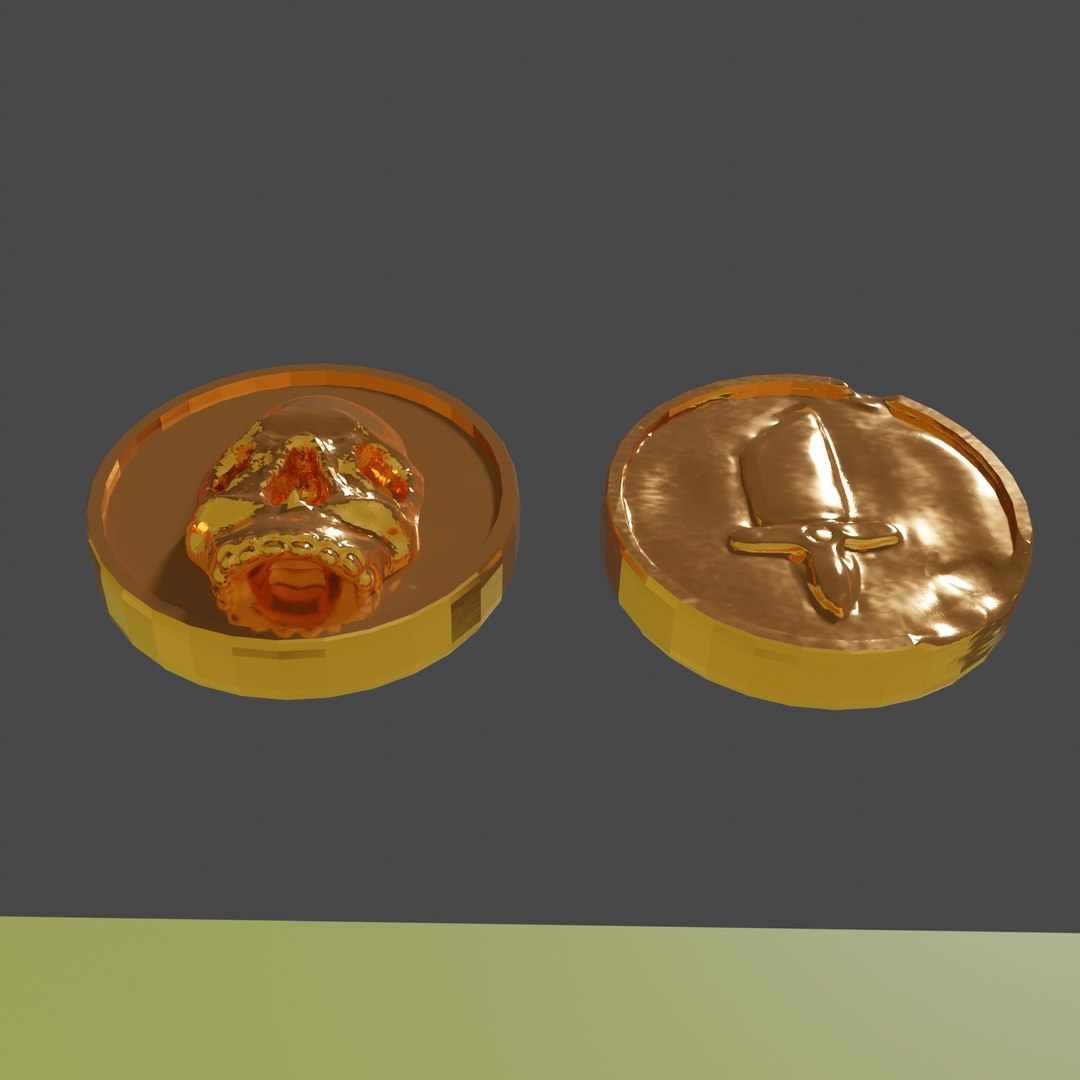 Two Pirate Coins With Skull And Sword 3D - TurboSquid 2213246