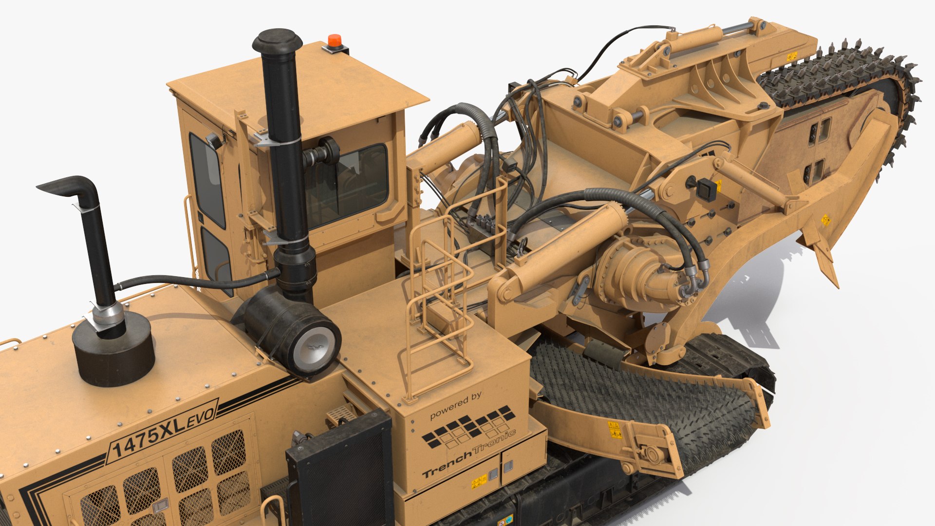 3D Chainsaw Trencher Tesmec 1475 XL EVO Dirty Rigged - TurboSquid 2117716