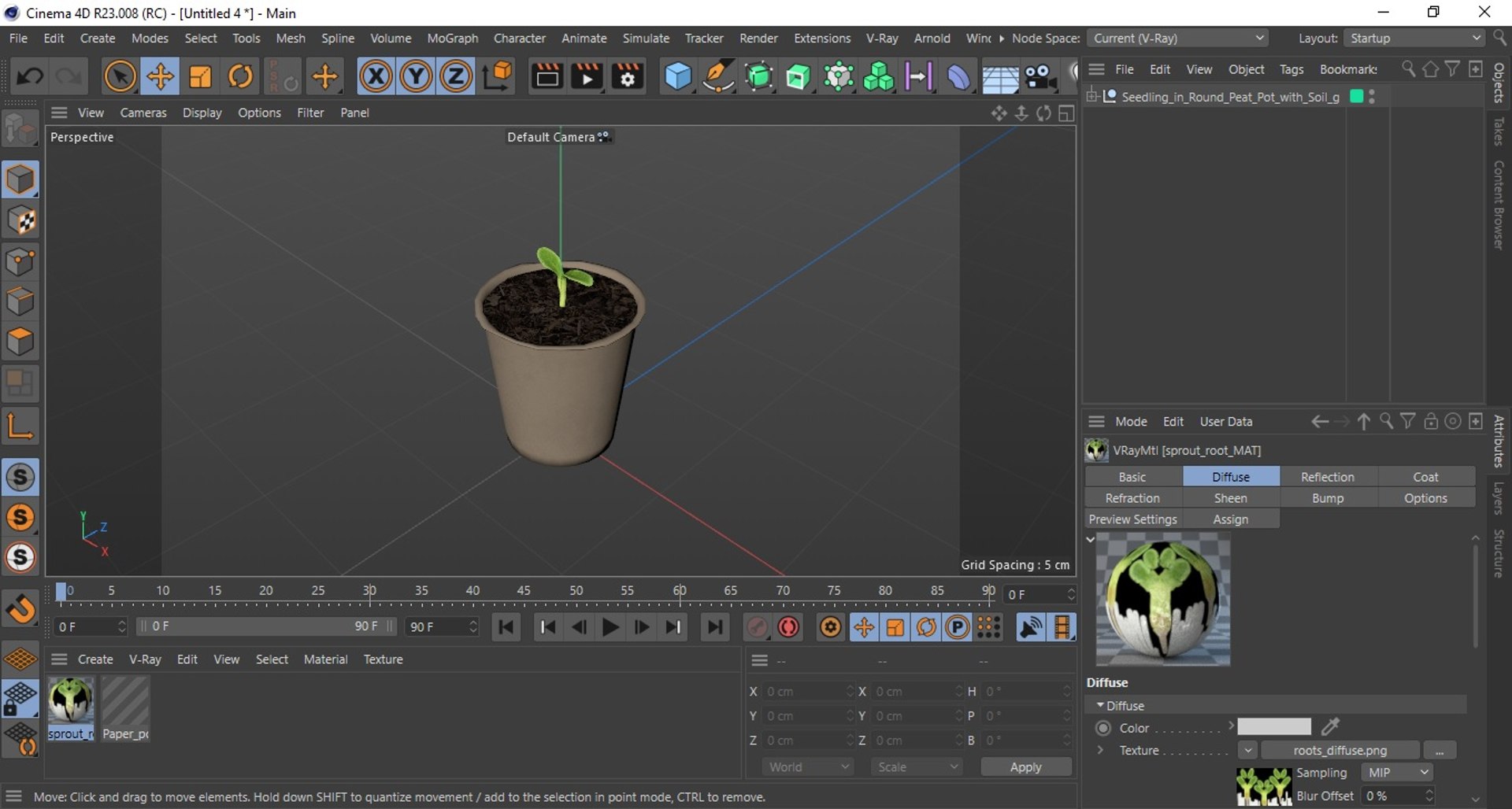 3D Seedling In Round Peat Pot With Soil Model - TurboSquid 2411000