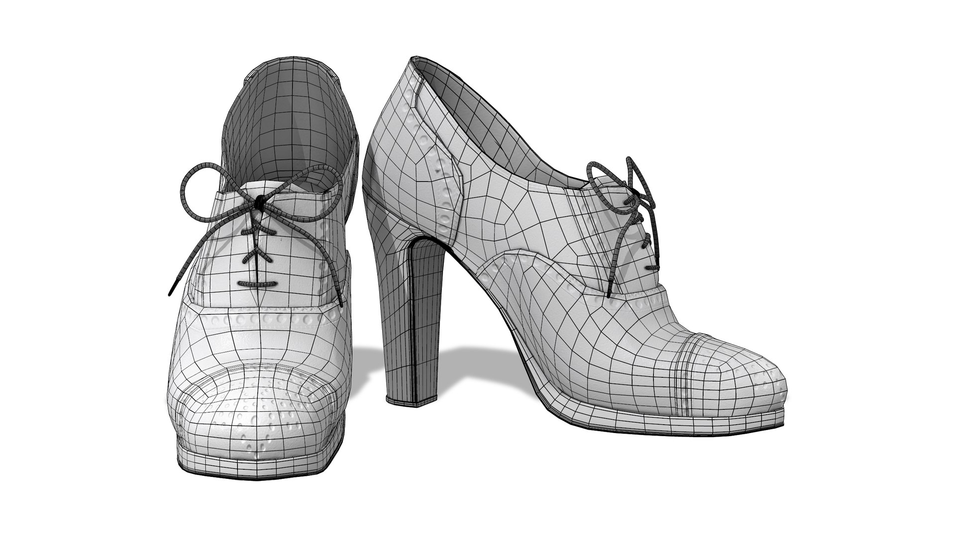 Oxford Heels Shoes 3D Model - TurboSquid 1744086