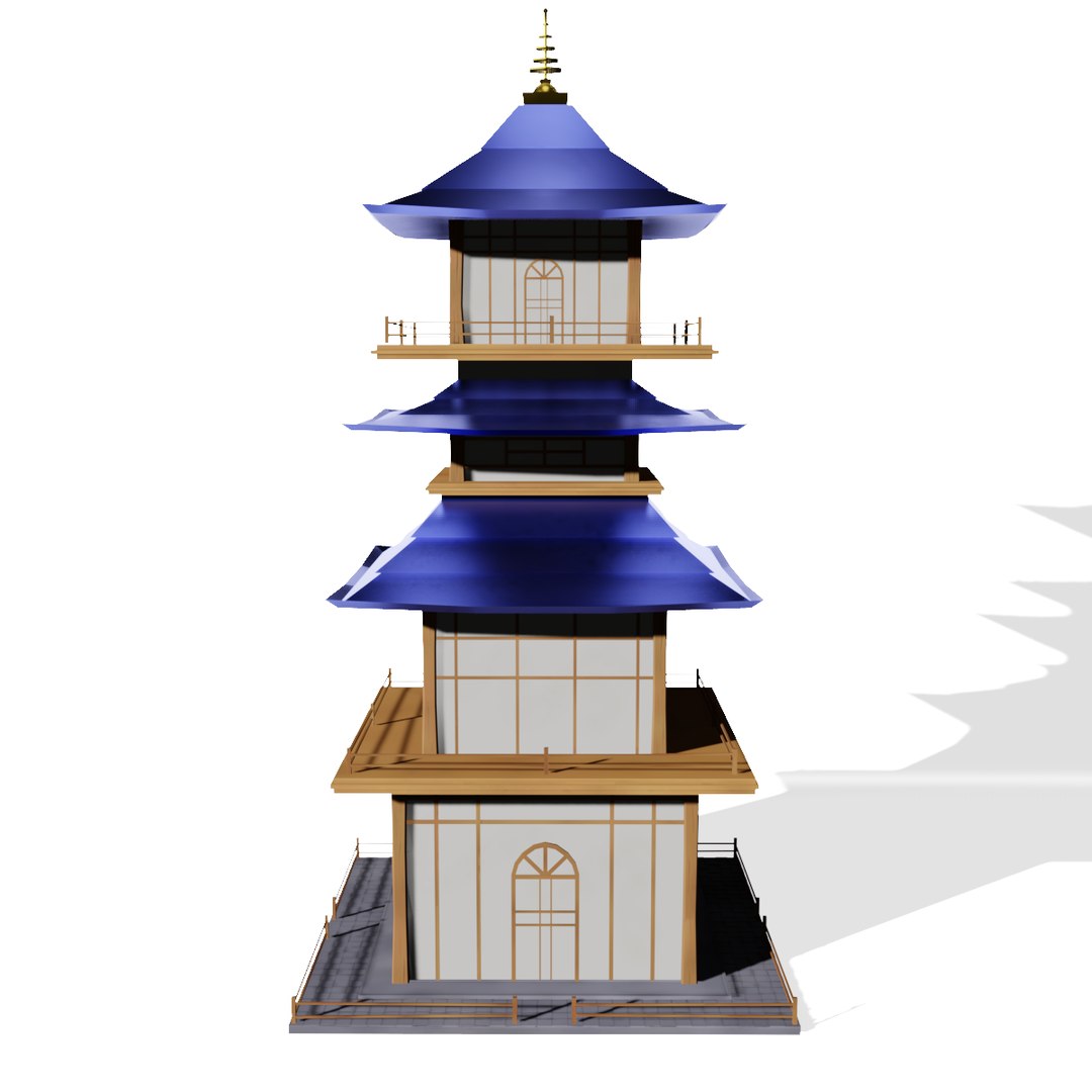 Japanese Stylized Tall Building 3D Model - TurboSquid 1939551
