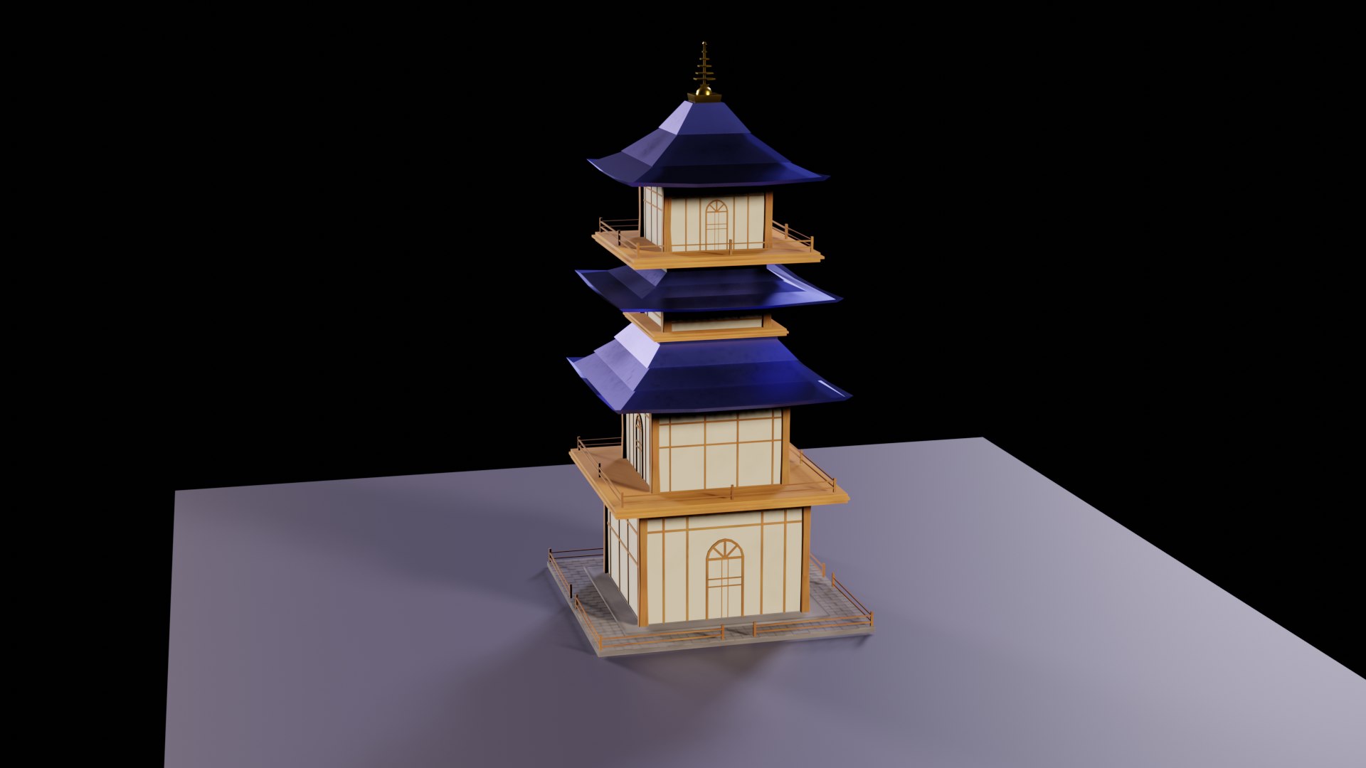 Japanese Stylized Tall Building 3D Model - TurboSquid 1939551