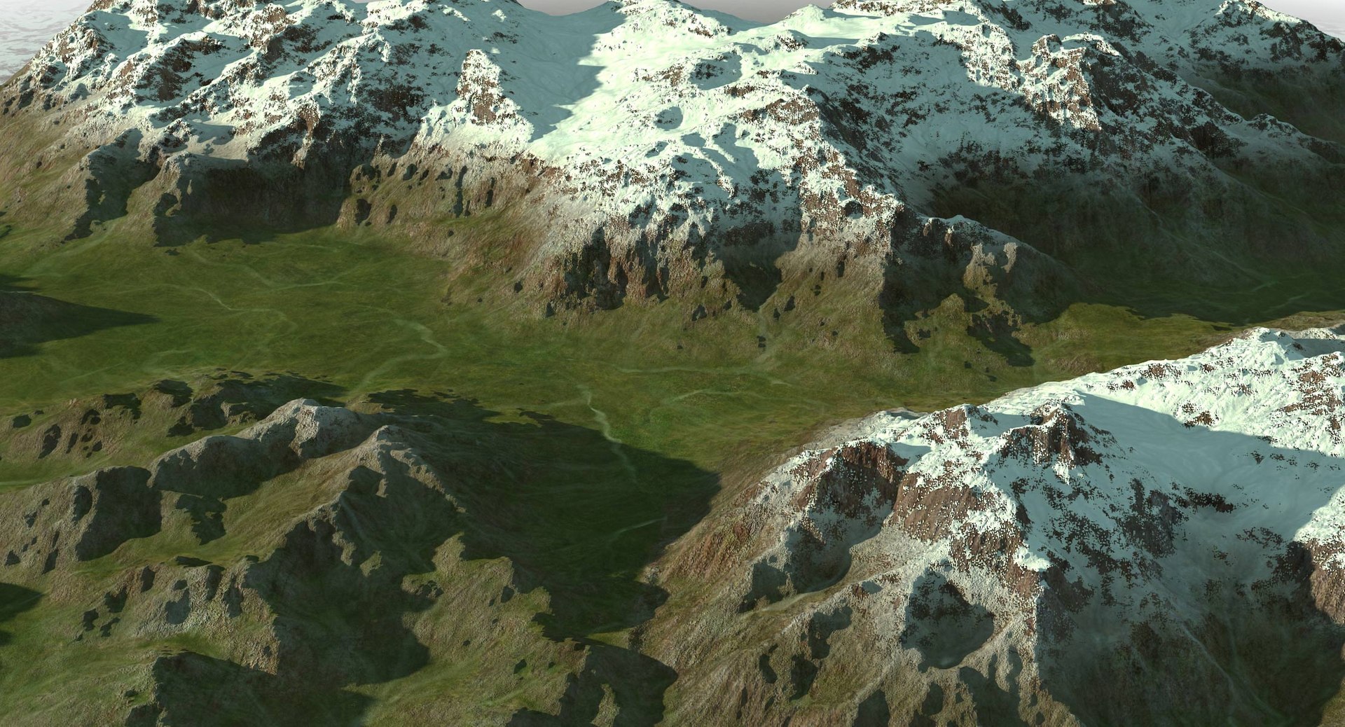 3d Model Landscape Snowy Mountains Terrain
