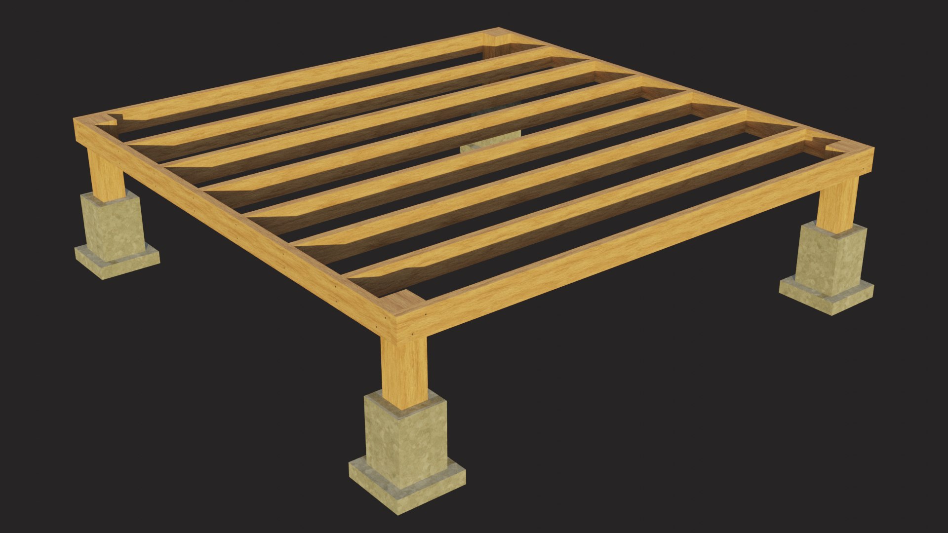 3D Wood Building Foundation 1 Model - TurboSquid 1488191