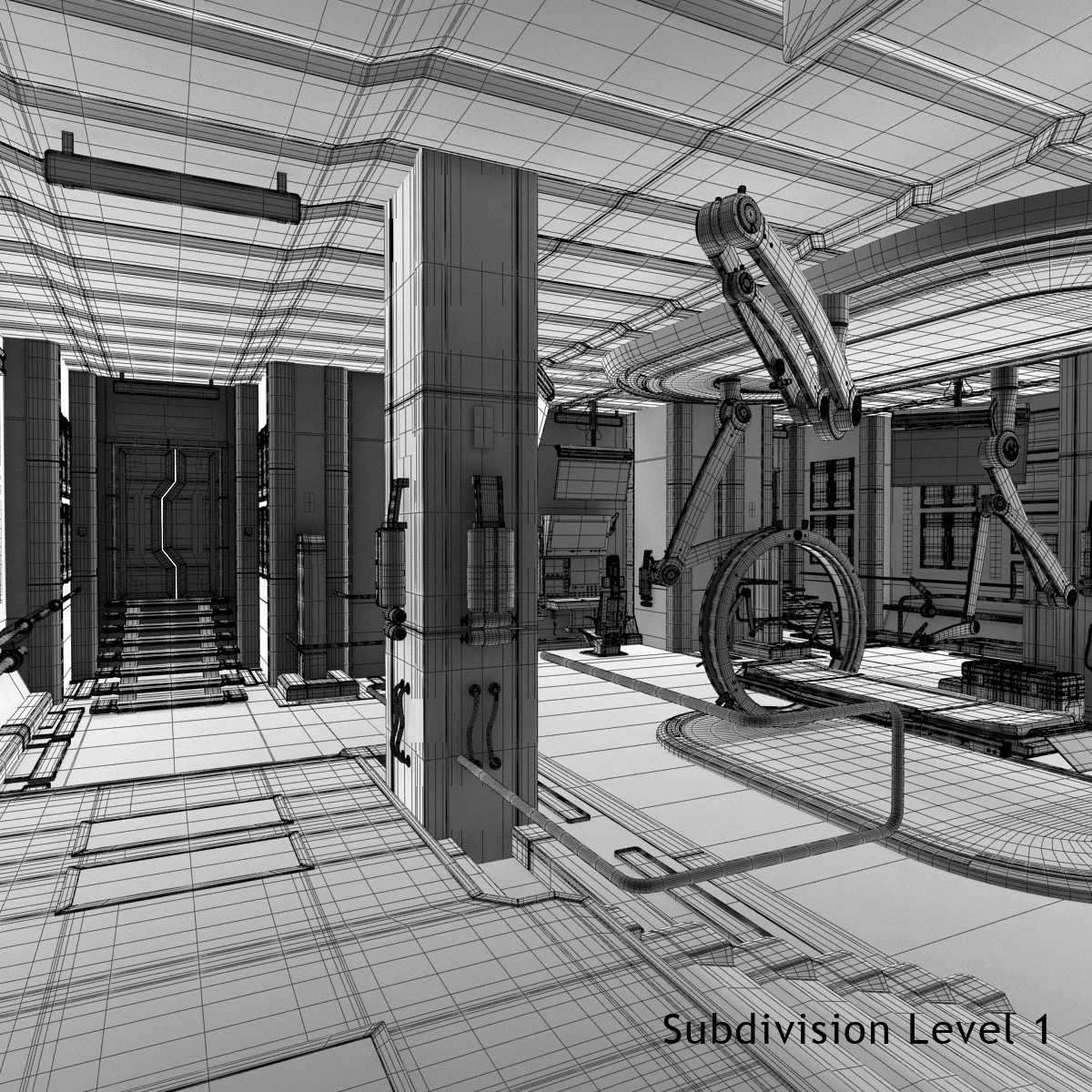 3d futuristic sci fi laboratory