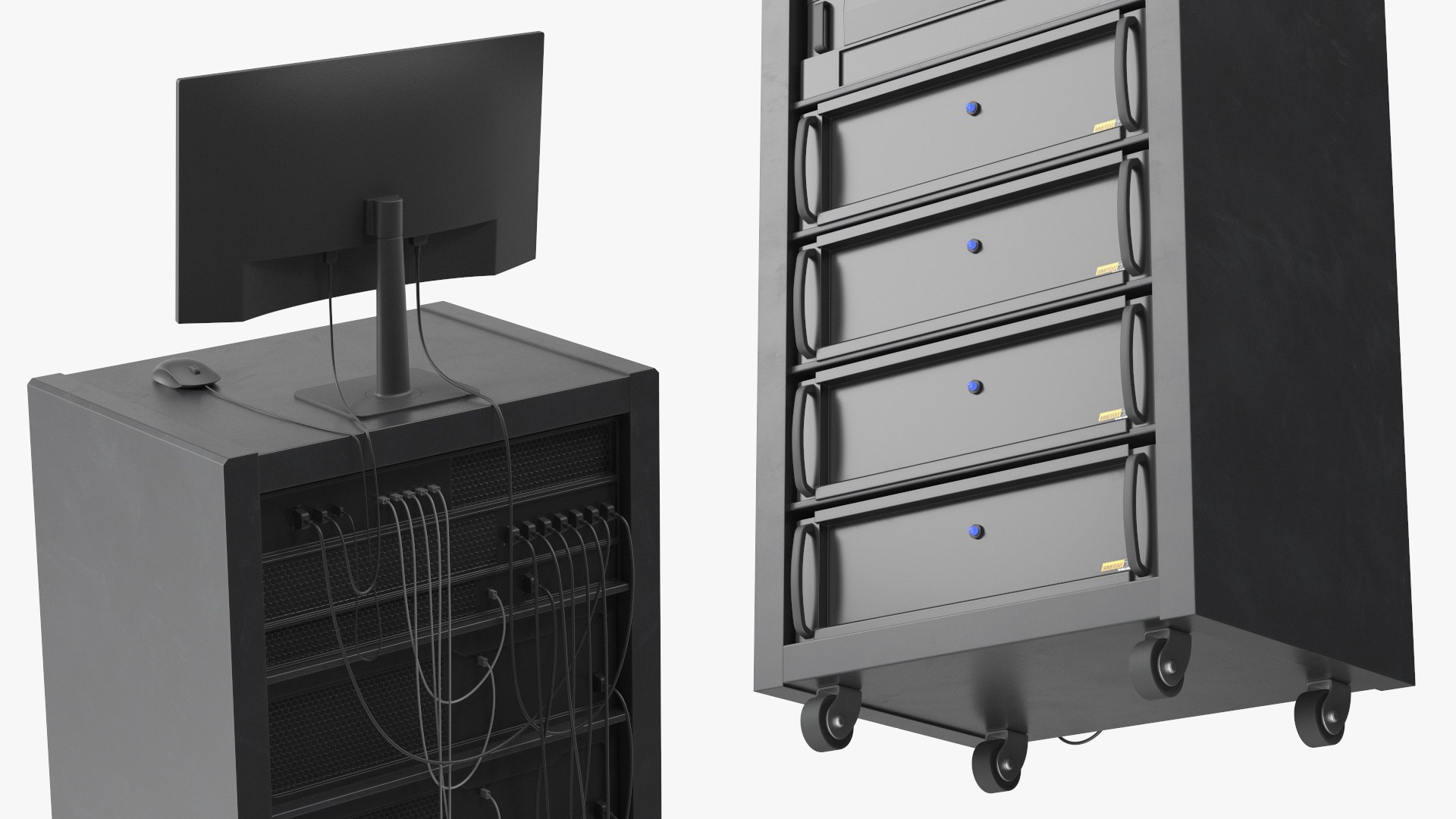 Server Rack With Computer And Monitor Model - TurboSquid 2295985