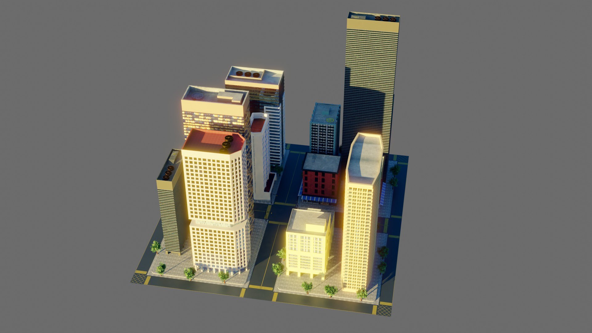 3D Modular City Block- Low Poly - Game Ready - PBR - TurboSquid 1838578