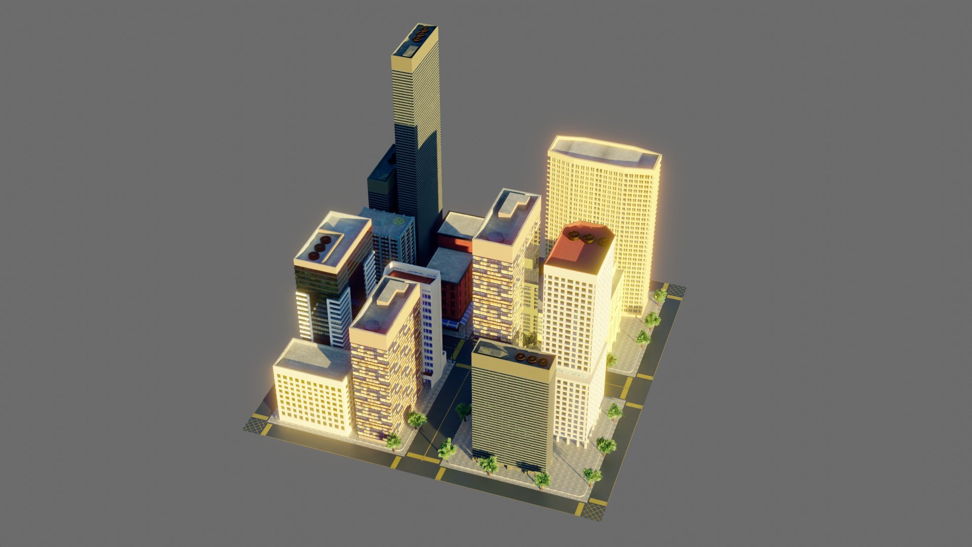 3D Modular City Block- Low Poly - Game Ready - PBR - TurboSquid 1838578