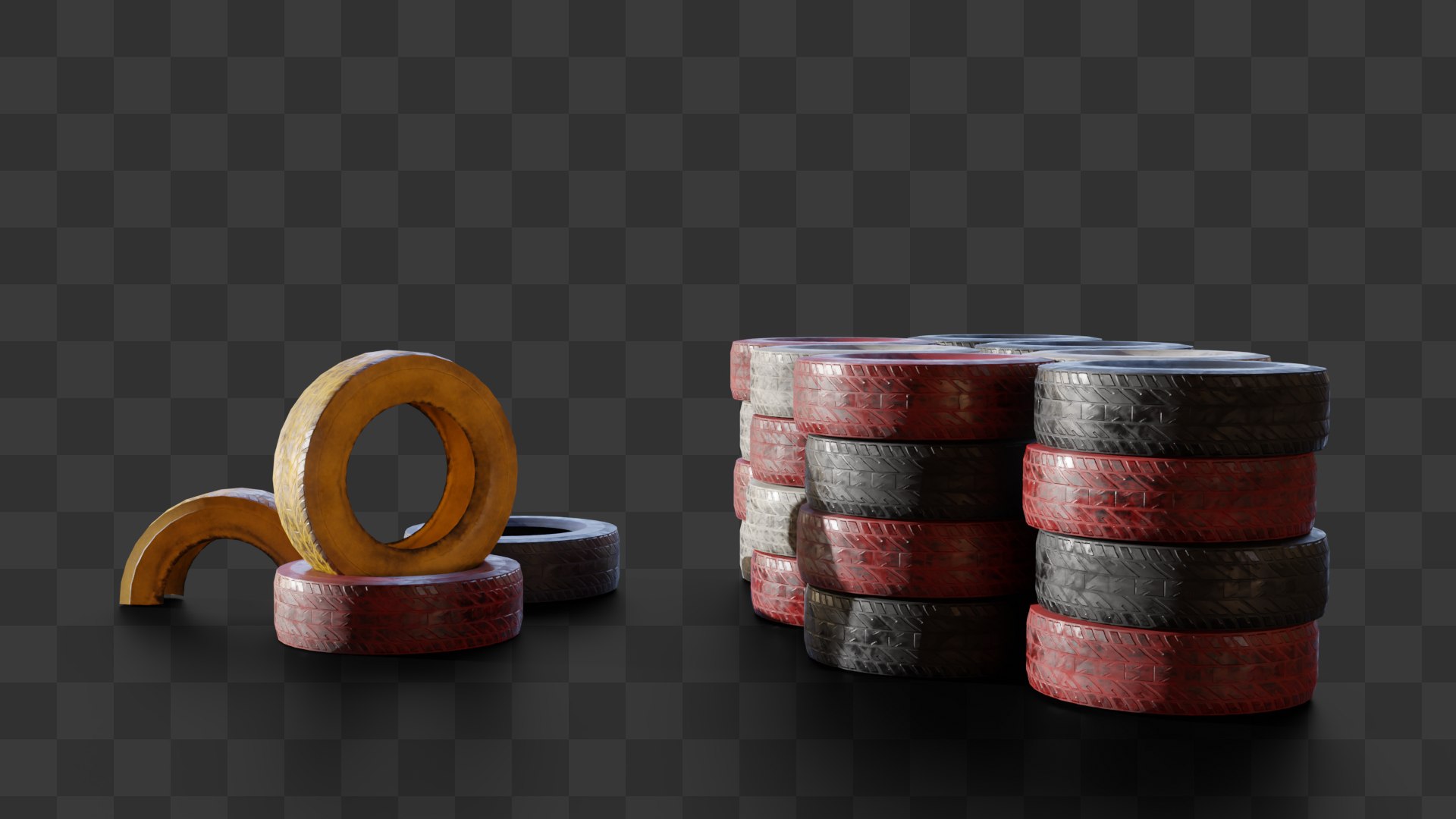 3D Tyre Stack Barrier Wall Model - TurboSquid 1917981