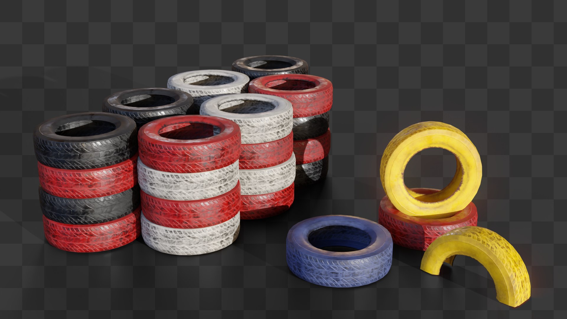 3D Tyre Stack Barrier Wall Model - TurboSquid 1917981