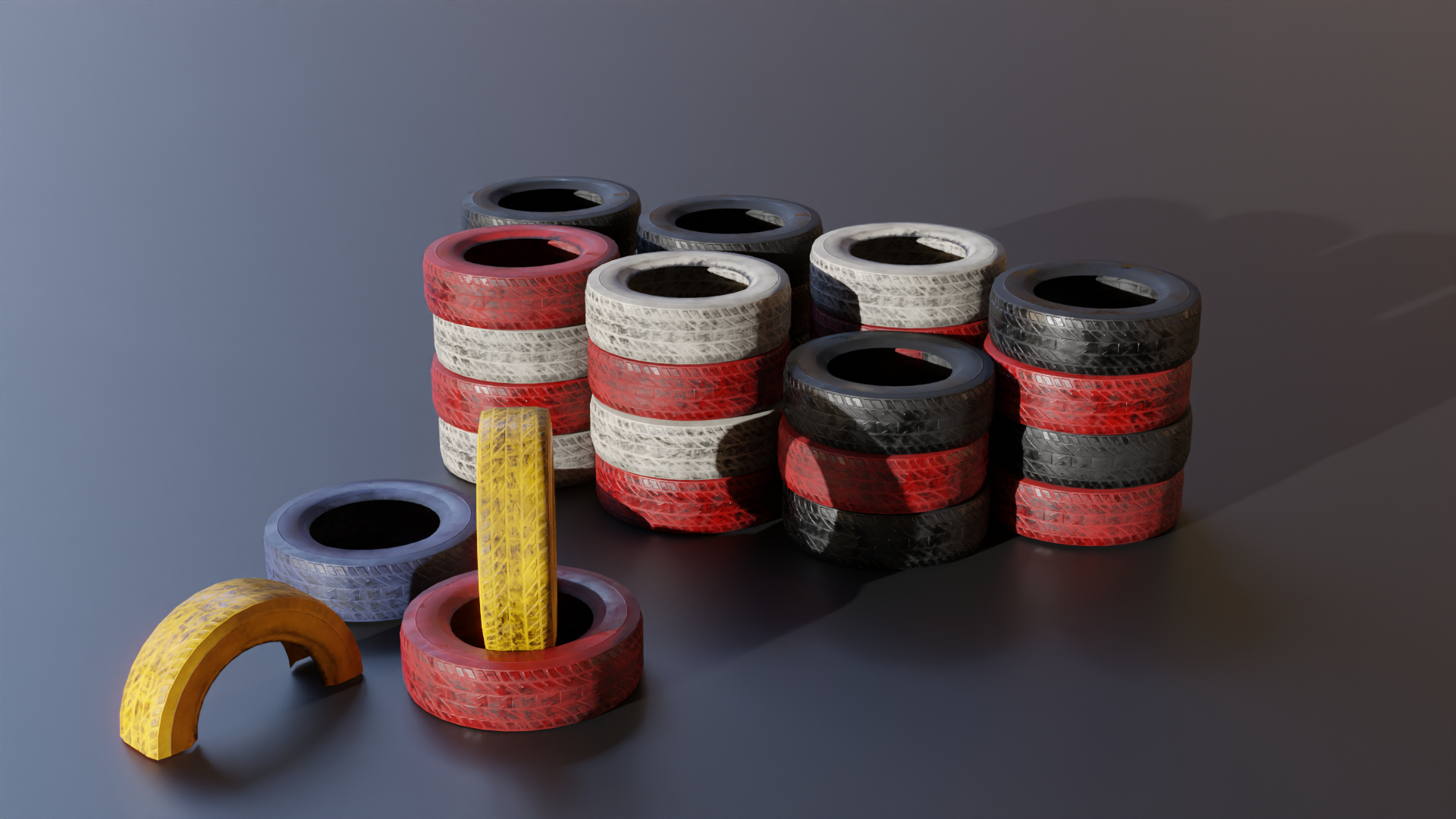 3D Tyre Stack Barrier Wall Model - TurboSquid 1917981