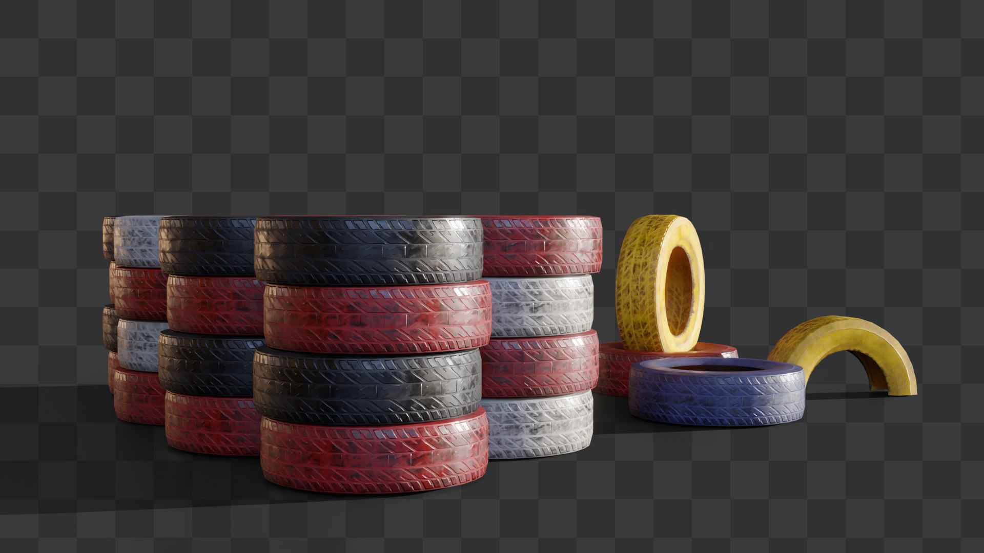 3D Tyre Stack Barrier Wall Model - TurboSquid 1917981