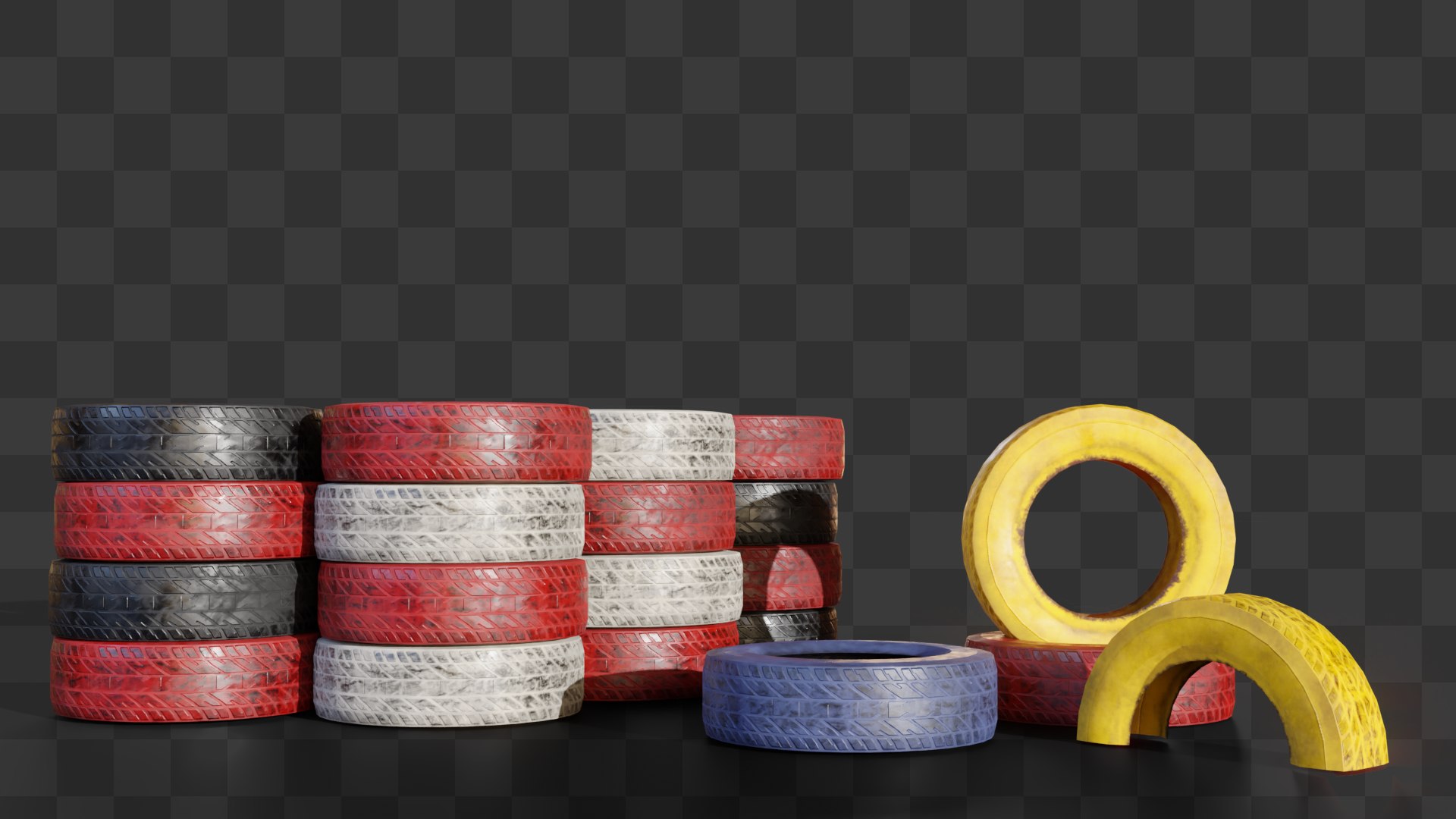 3D Tyre Stack Barrier Wall Model - TurboSquid 1917981