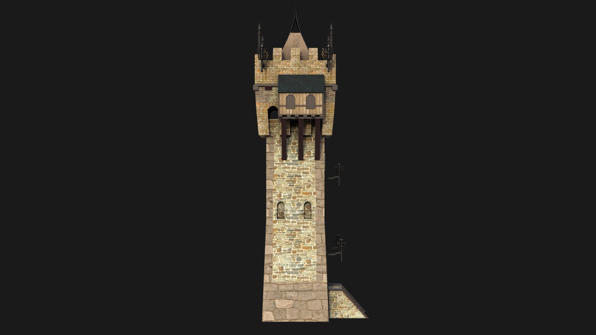 3D Castle Watch Tower 01 All PBR Unity UE Textures Included ...