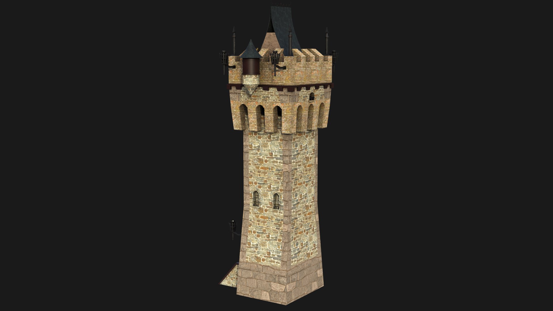 3D Castle Watch Tower 01 All PBR Unity UE Textures Included ...