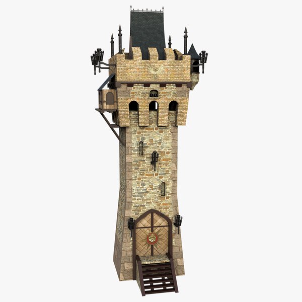 modelo 3d Castle Watch Tower 01 All PBR Unity UE Textures Included ...