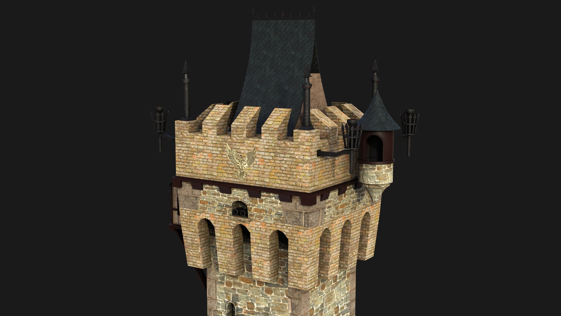 3D Castle Watch Tower 01 All PBR Unity UE Textures Included ...