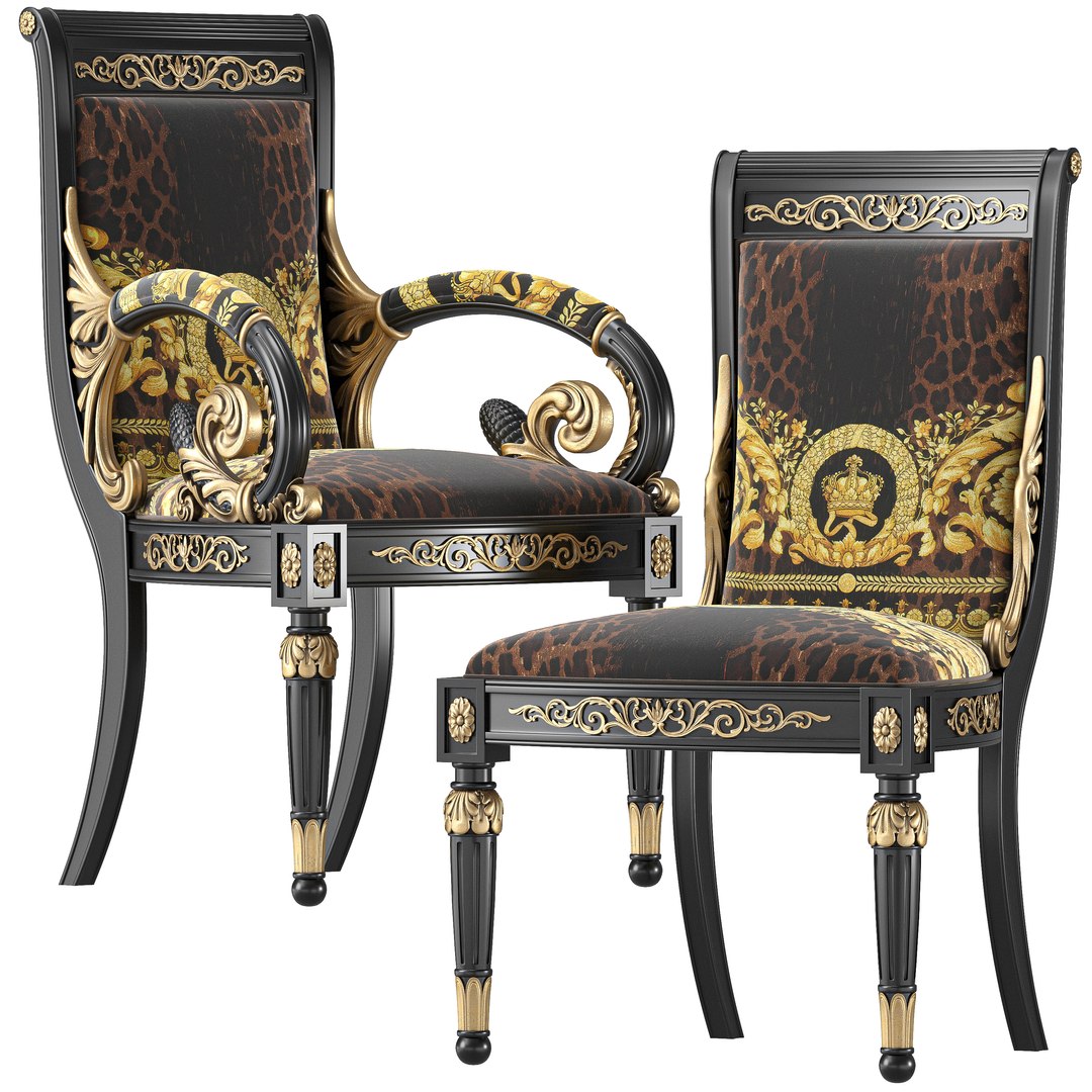 3D Versace Home Vanitas Dining Table And Chair Model - TurboSquid 2110959