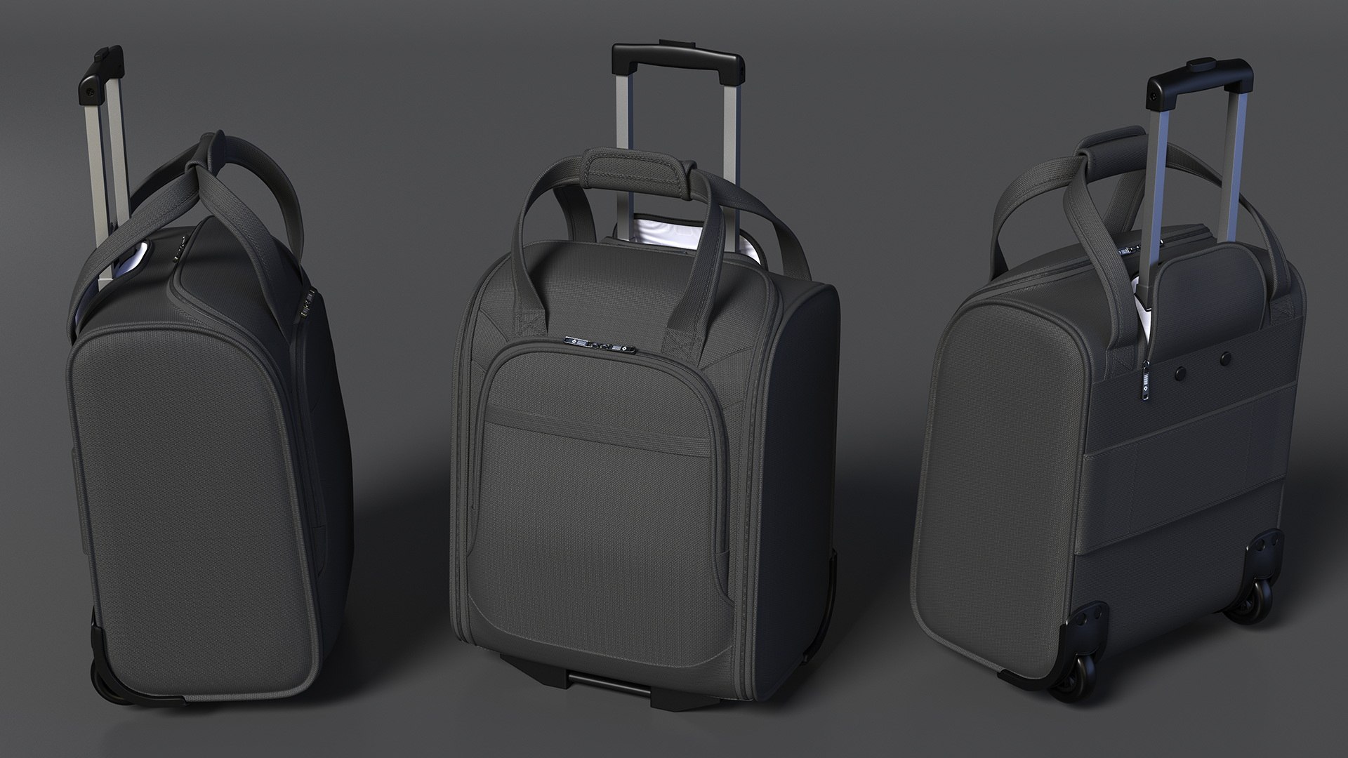 3D Black Softshell Rolling Luggage Model - TurboSquid 2083679