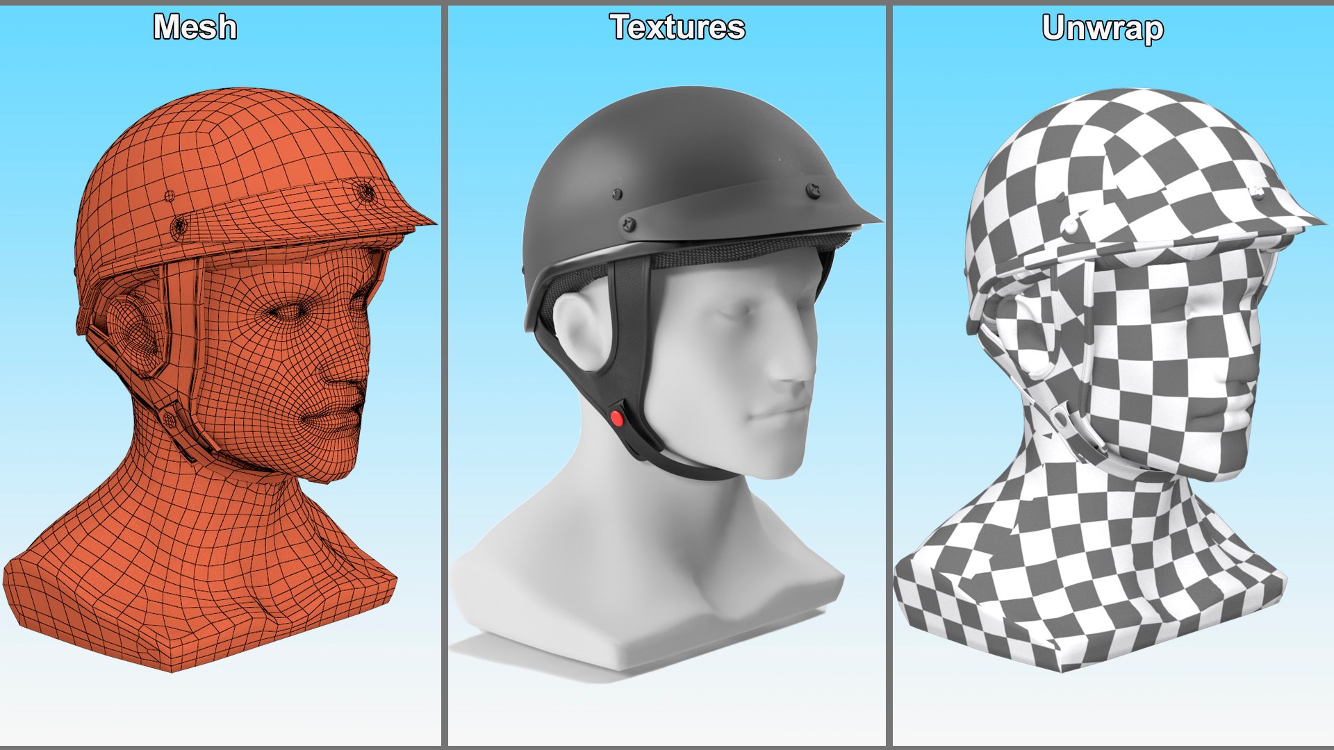 Classic Motorcycle Helmet On Mannequin Model - TurboSquid 2277402