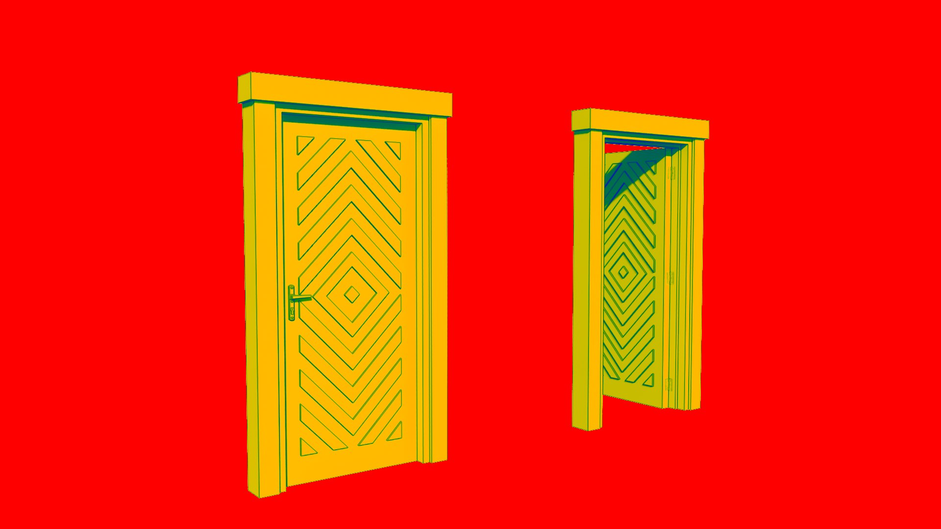 Red Pattern Door 3D Model - TurboSquid 2078527