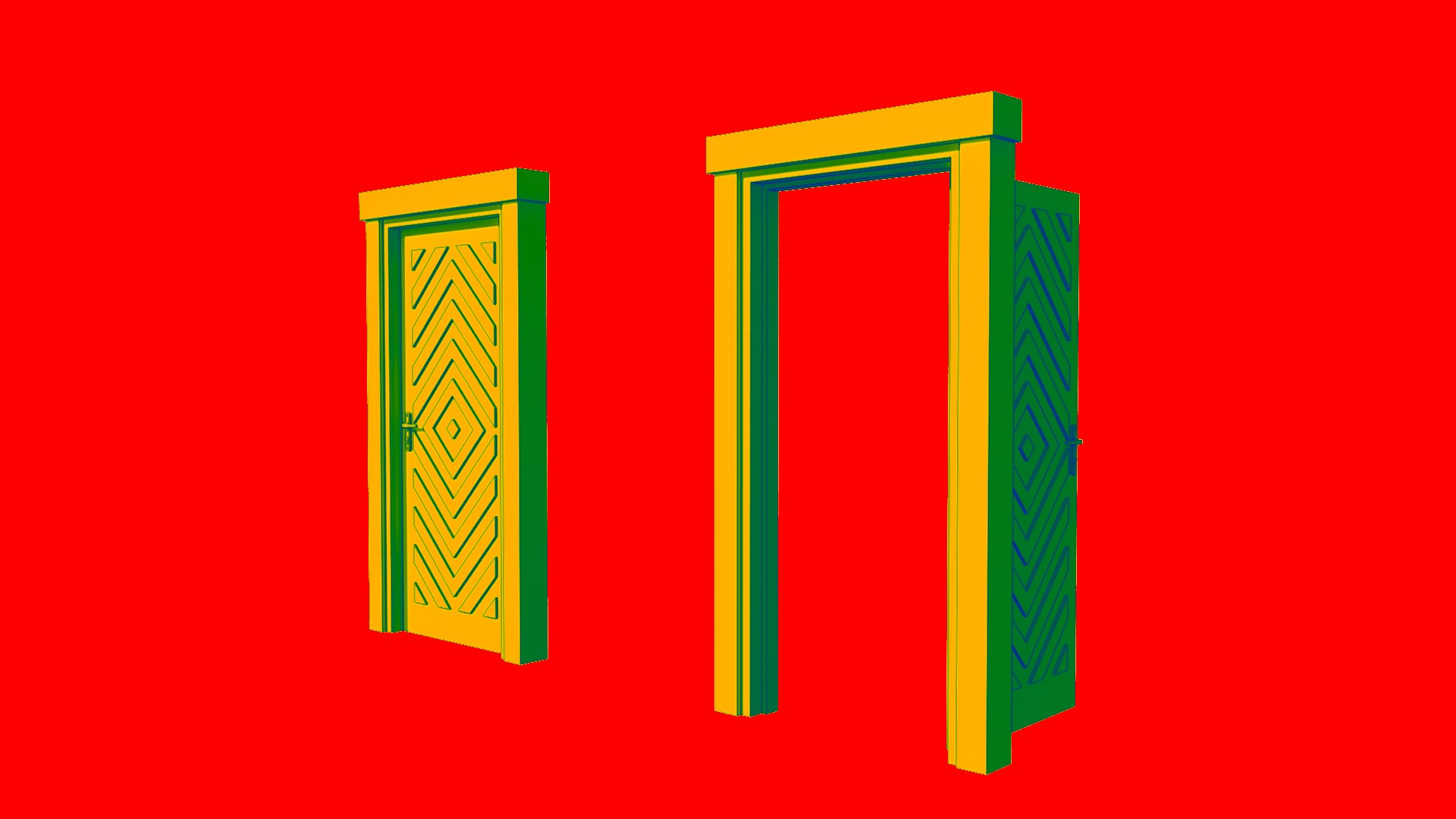 Red Pattern Door 3D Model - TurboSquid 2078527