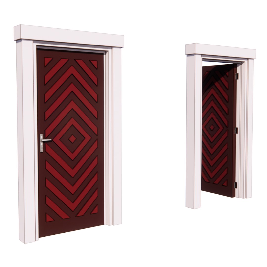 Red Pattern Door 3D Model - TurboSquid 2078527