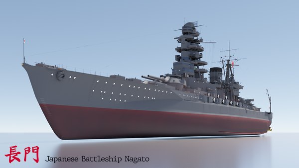 nagato battleship navy ship 3d model