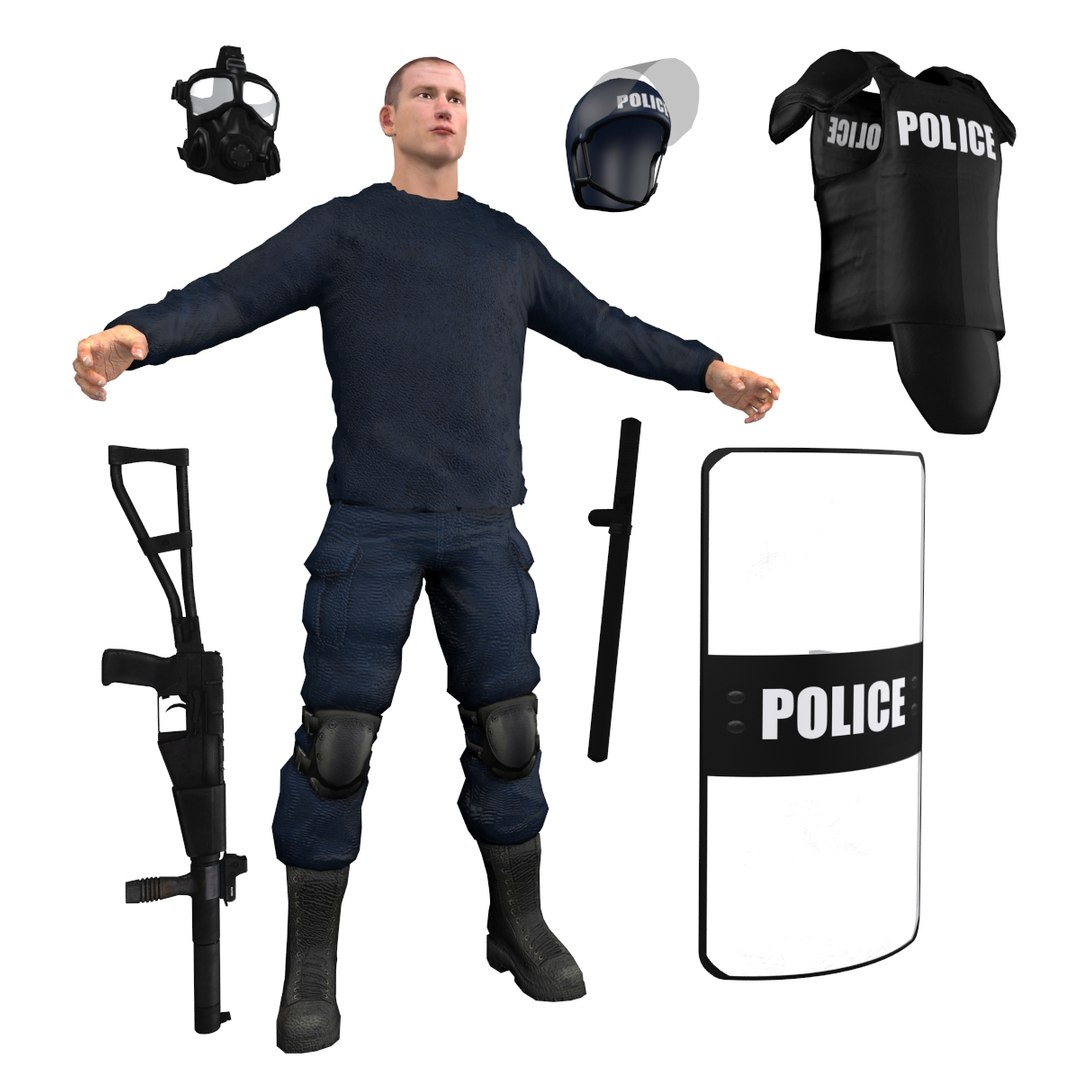Riot Police Officer 3d Model