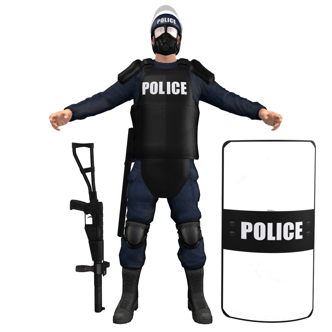 Riot Police Officer 3d Model