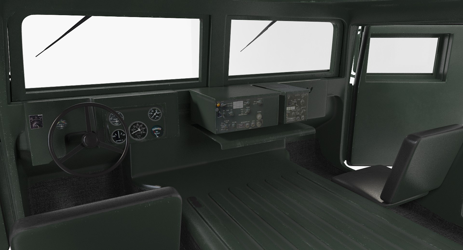 3d model humvee m1151 simple interior