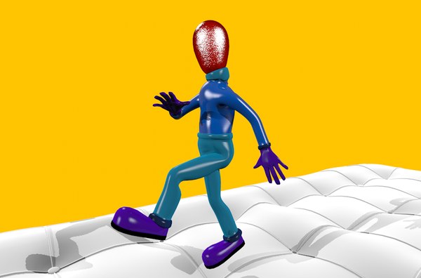rubber man walking 3d c4d