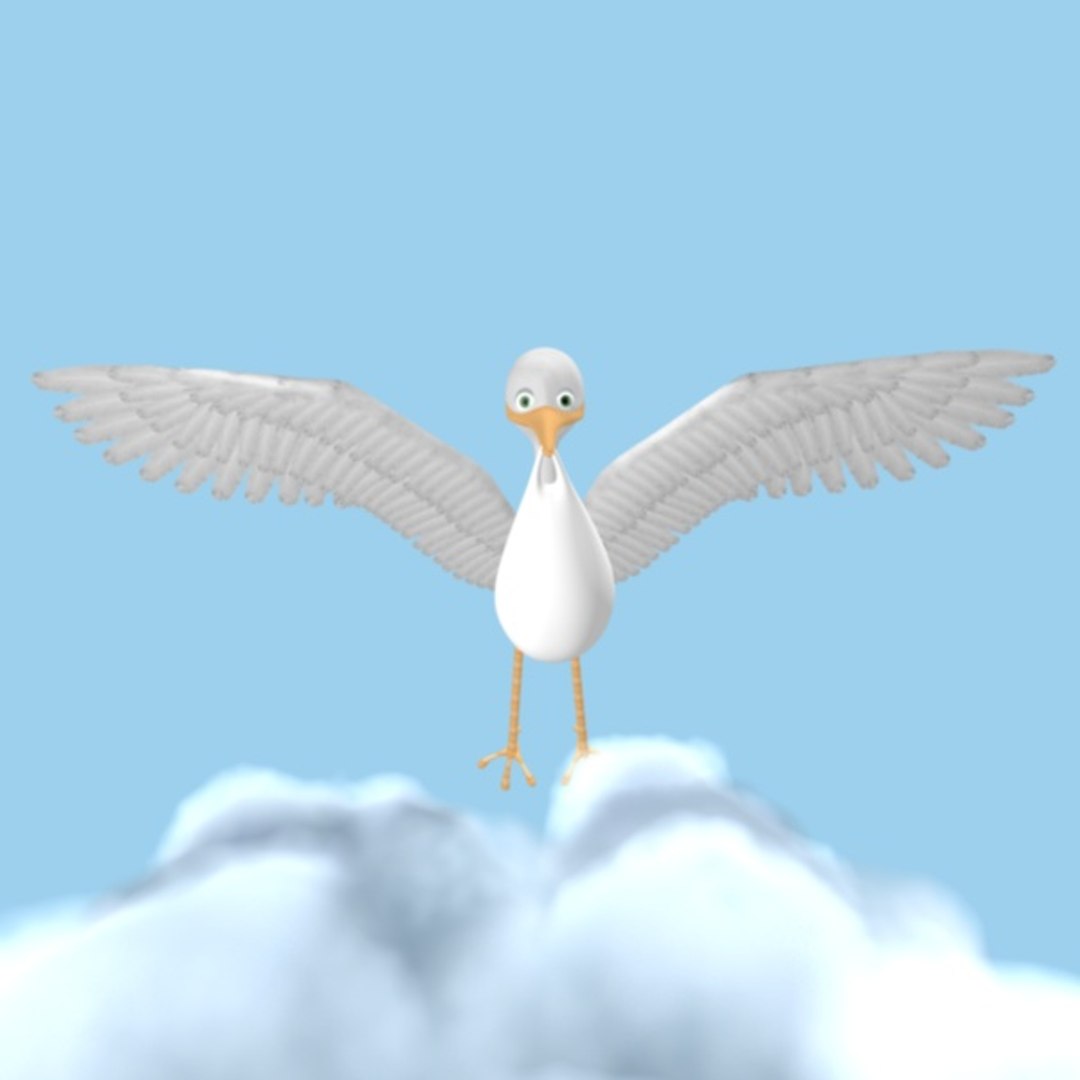 3d model stork clouds