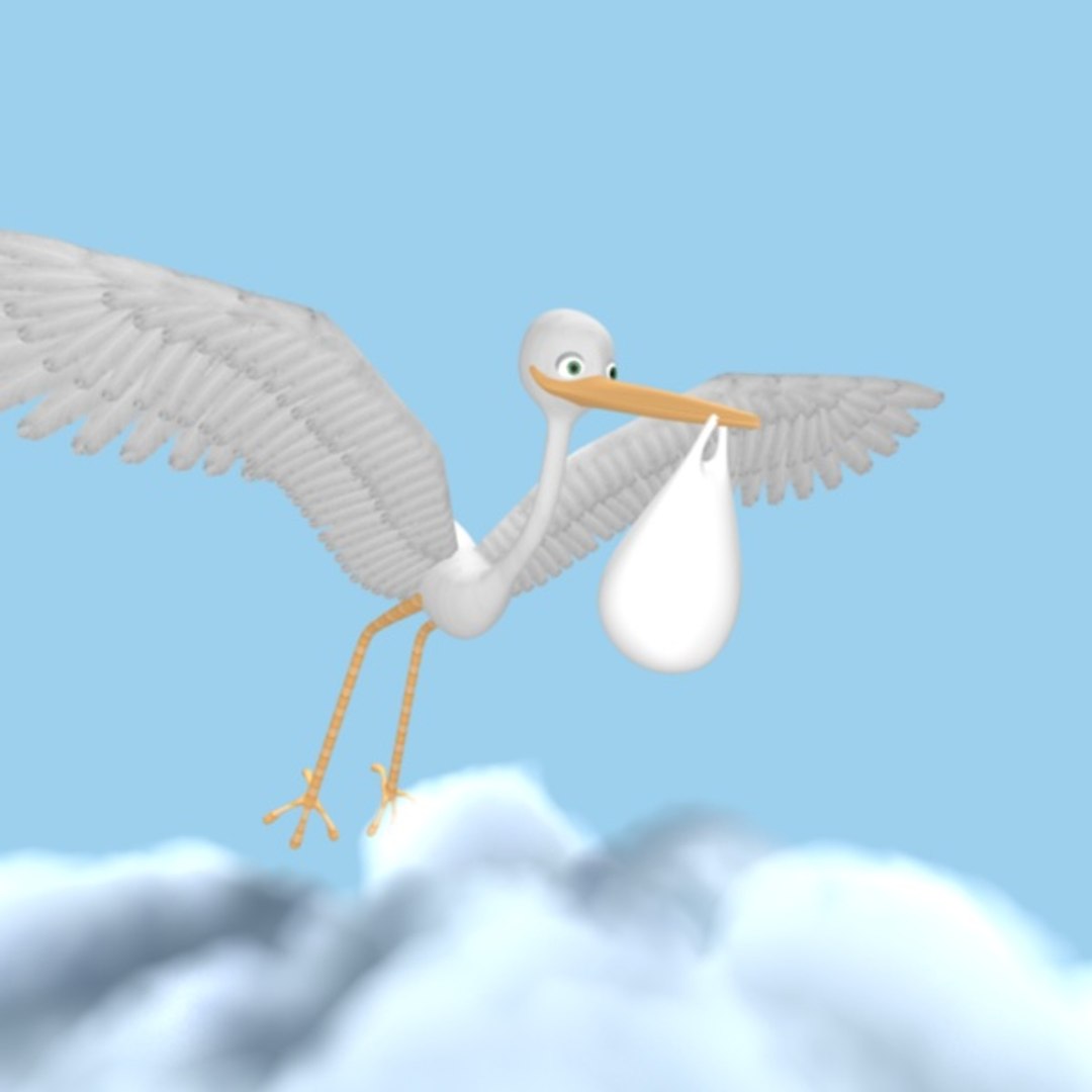 3d model stork clouds