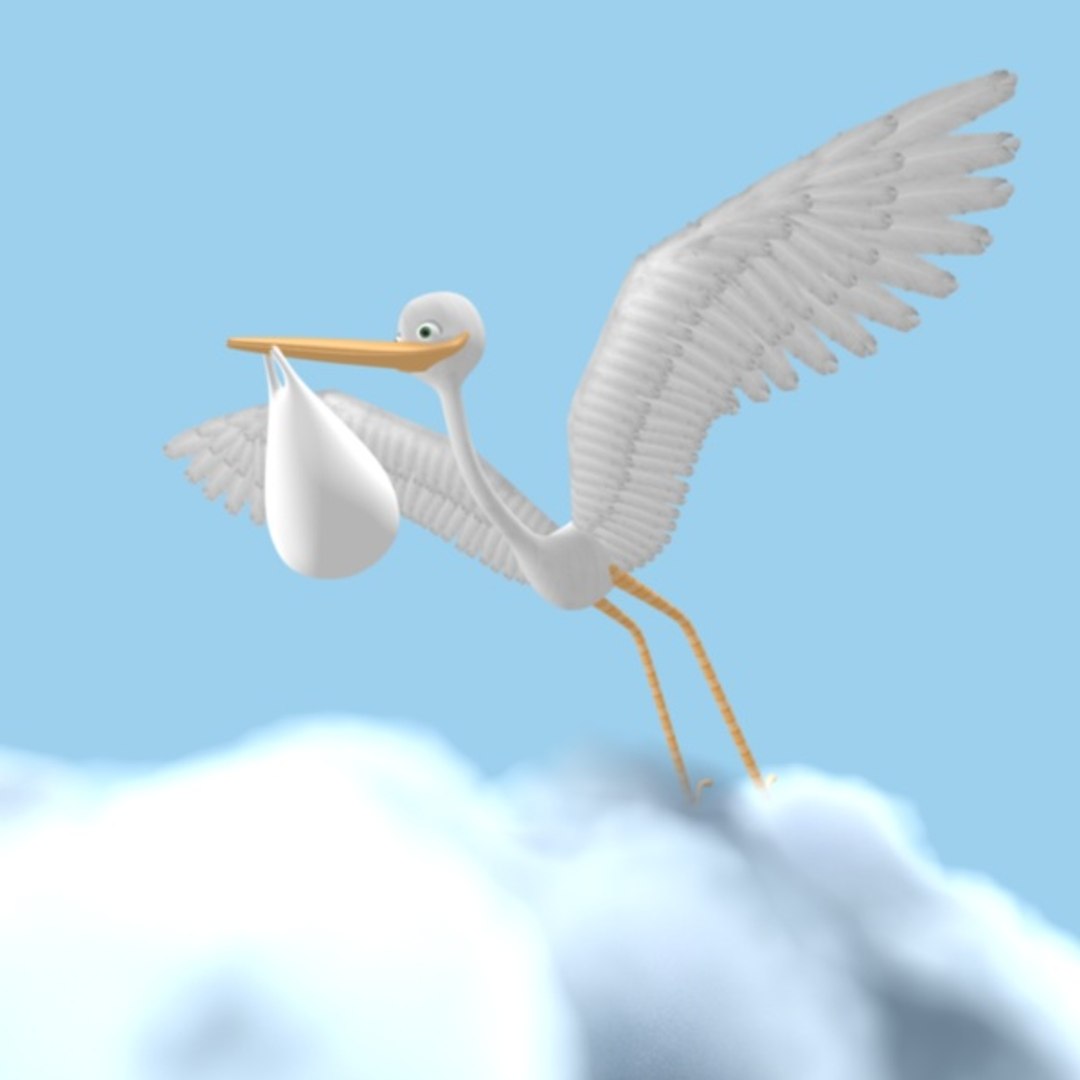 3d model stork clouds