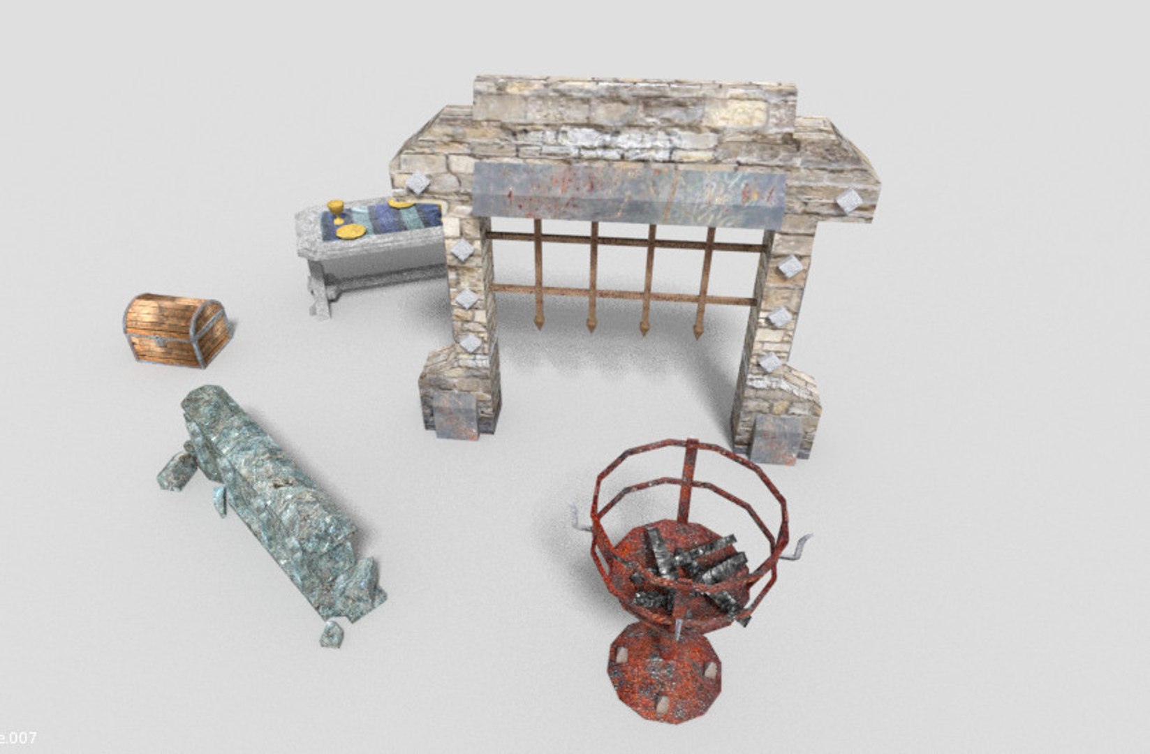 Pack 5 Dungeon Props 3d 3ds